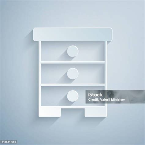 회색 배경에 고립 된 꿀벌 아이콘에 대한 종이 컷 하이브 벌집 기호 양봉 및 양봉 달콤한 천연 식품 종이 아트 스타일 벡터 3차원 형태에 대한 스톡 벡터 아트 및 기타