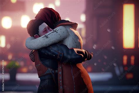 Warm Romantic Embrace A Romantic Scene Of A Male Female Heterosexual