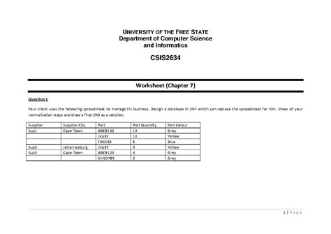 worksheet chapter 7 good luck 1 p a g e university of the free state department of