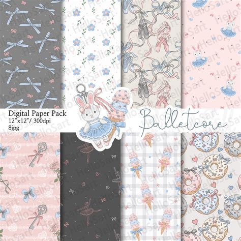 Balletcore Ballet Pattern Pastel Ribbon Digital Paper 12x12  Etsy