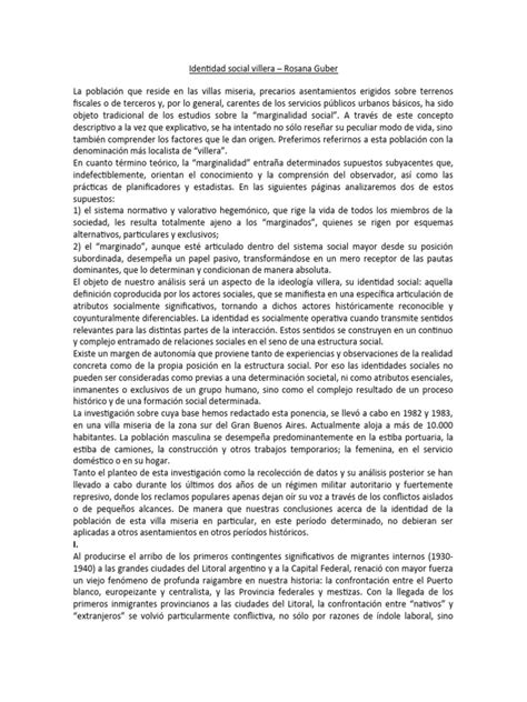 24 Guber Identidad Social Villera Pdf