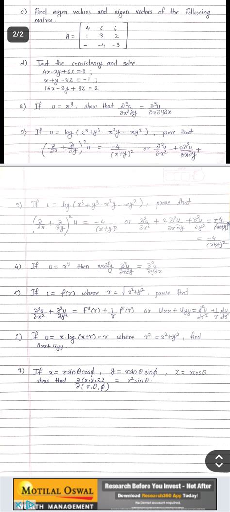 C Find Eigen Values And Eigen Vectors Of The Following Matrix22 A