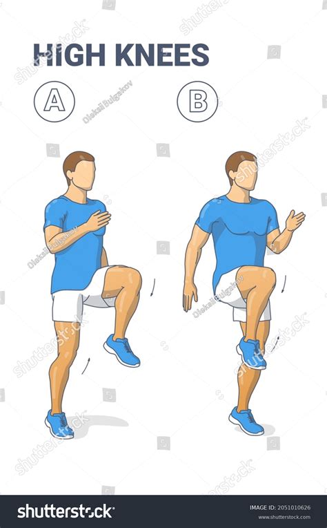 Man Doing High Knees Front Knee 库存矢量图免版税2051010626 Shutterstock