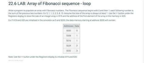 22 6 lab array of fibonacci sequence loop write a