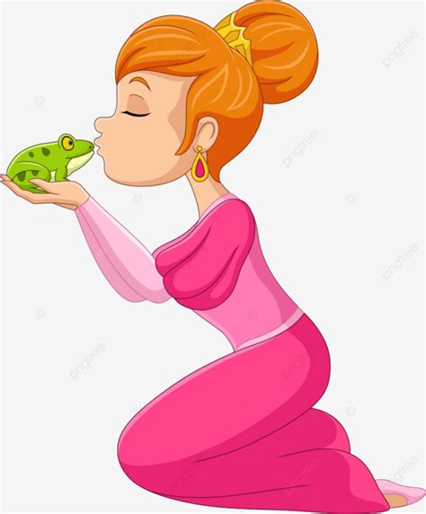 Gambar Putri Kartun Mencium Katak Hijau Percintaan Ratu Karakter Png Dan Vektor Dengan