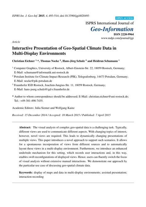 Pdf Interactive Presentation Of Geo Spatial Climate Data In Multi Display Environments