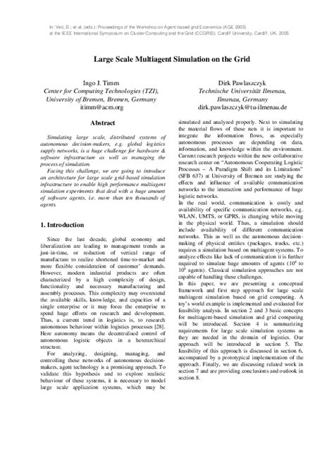 Pdf Large Scale Multiagent Simulation On The Grid