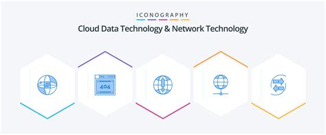 cloud data technology and network technology 25 blue icon pack