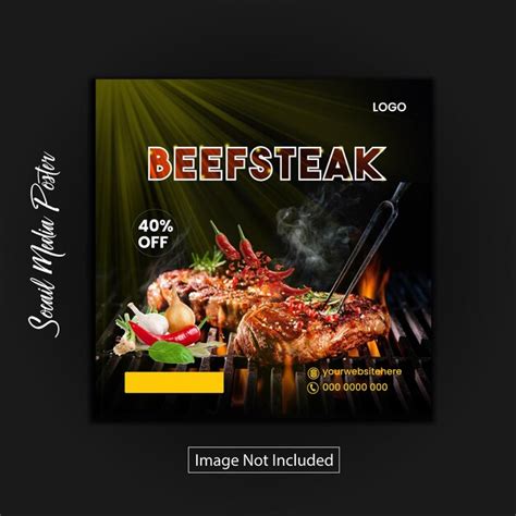 소셜 미디어 배너 및 음식 포스터 디자인 템플릿 프리미엄 벡터