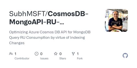 Github Subhmsftcosmosdb Mongoapi Ru Optimization Optimizing Azure Cosmos Db Api For Mongodb