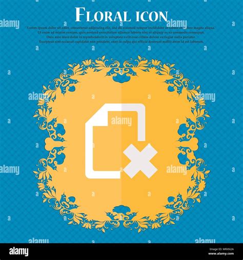 delete file document floral flat design on a blue abstract background