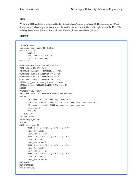 Vhdlcodeforasingletrafficlightcon Pdf