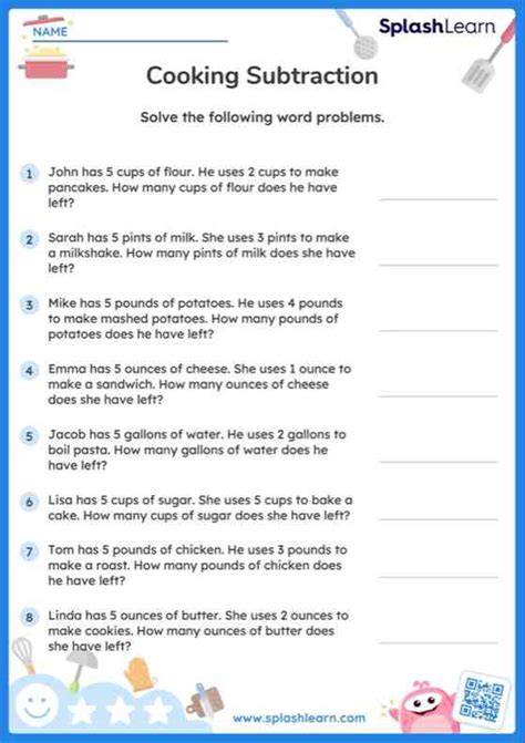 Subtraction Word Problems Worksheets Free And Printable Splashlearn