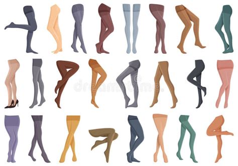 Pantyhose Icons Set Cartoon Vector Fashion Woman Stock Vector