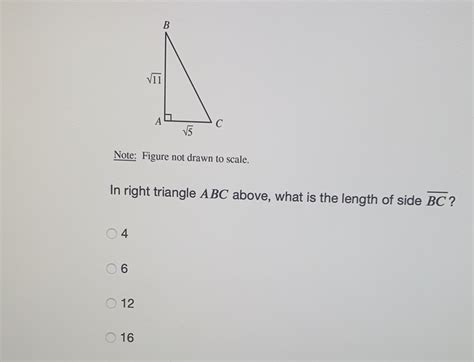 Solved: Note: Figure not drawn to scale.. In right triangle ABC above ...