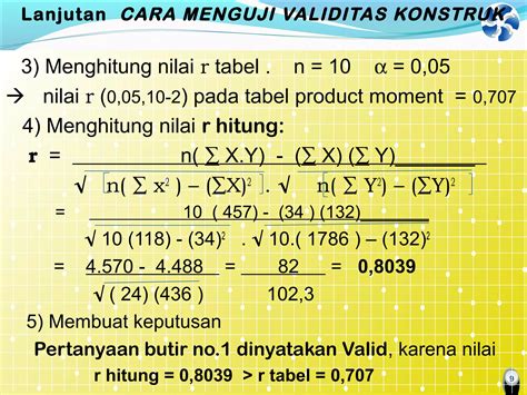 Statistik Pengukuran Instrumen Validitas Ppt