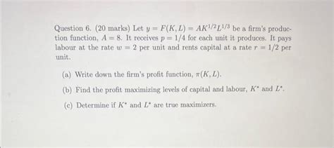 solved question 6 20 marks let y f k l ak1 2l1 3 be a