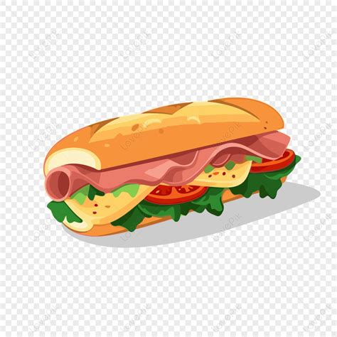 Hoagie 클립 아트 햄 샌드위치 평면 벡터 일러스트 레이 션 만화음식튀긴 음식 Png 일러스트 무료 다운로드 Lovepik