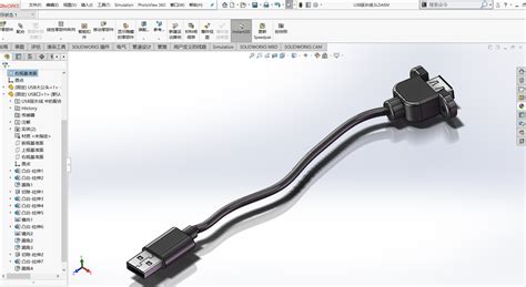 Usb延长线 Solidworks 2018 模型图纸下载 懒石网
