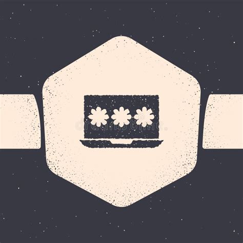 Grunge Laptop With Password Notification Icon Isolated On Grey Background Security Personal