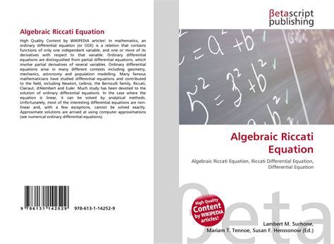 algebraic riccati equation 978 613 1 14252 9 6131142521 9786131142529