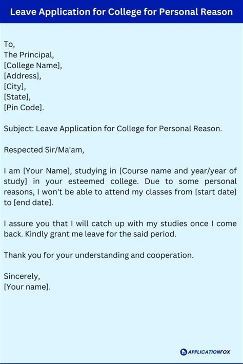 9 Samples Leave Application For College