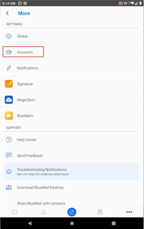 Setting BlueMail Application To Unlimited To Retreive Up To Months Of Emails Peet S Coffee