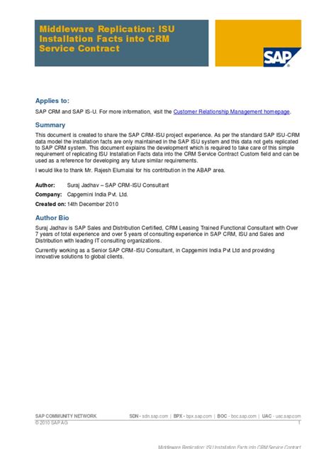 Middleware Replication Isu Installation Facts Into Crm Service