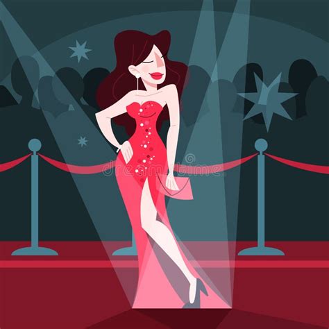 Ilustración Vectorial De Una Bella Celebridad En La Alfombra Roja