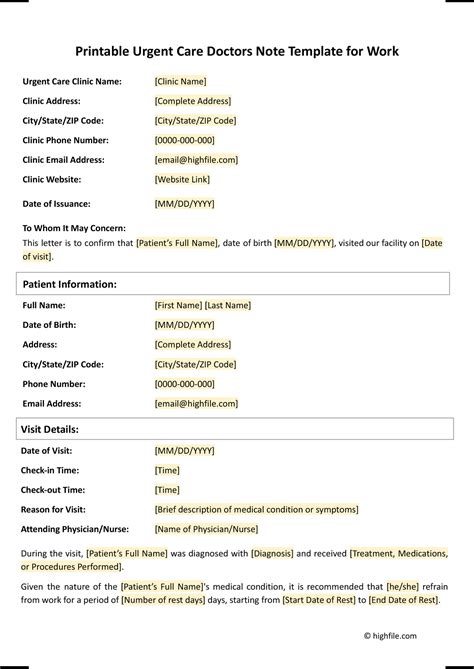 Free Doctors Note Forms And Templates