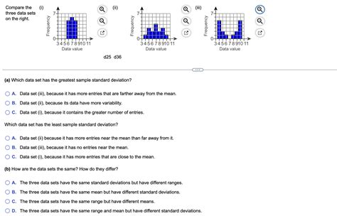 solved compare the i ii three data sets on the right