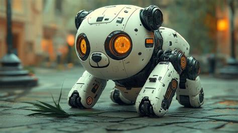 Cute Robot Panda Exploring Premium Ai Generated Image