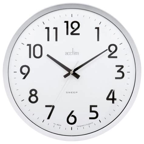 Orion 320mm Silent Sweep Non Ticking Wall Clock White Chrome By