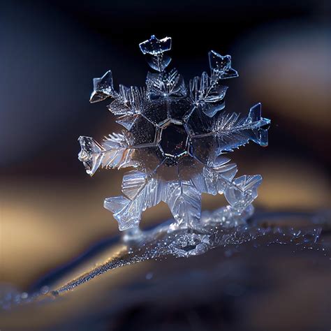 Premium Photo Single Snowflake Macro Illustration Generative Ai