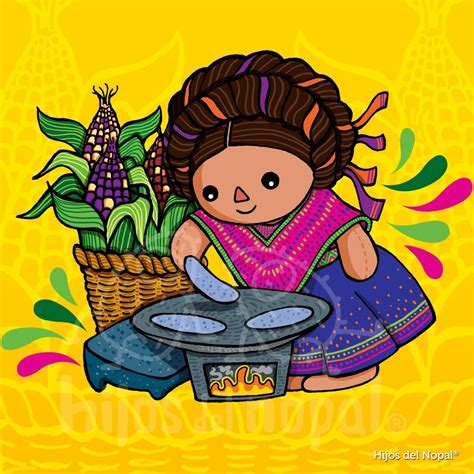 Caricatura Mexicana Haciendo Tortillas Saliendo De Vector De Stock