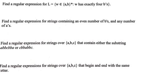 Solved Find A Regular Expression For L W âˆˆ Ab W Has Exactly