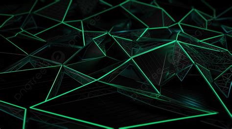 The Image Shows Green Geometric Geometry With Black Background 3d