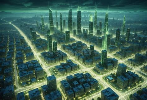 Smart Grid And Communication In A Green Stock Illustration