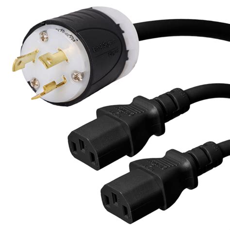 Two Way Splitter Cable L6 30p Plug To 2x C13 Connectors 143 15a