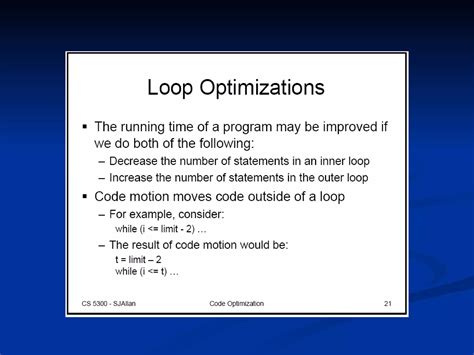 Code Optimization Ppt