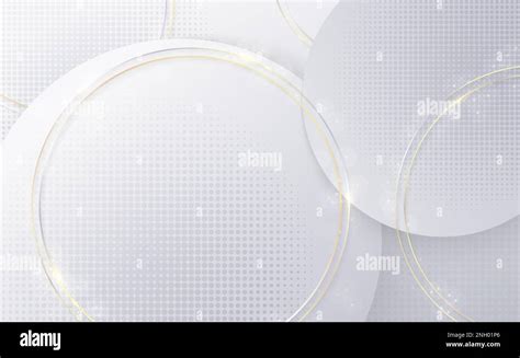 Abstract Gradient White And Grey Template Of Tech Circle Decoration With Rounded Halftone
