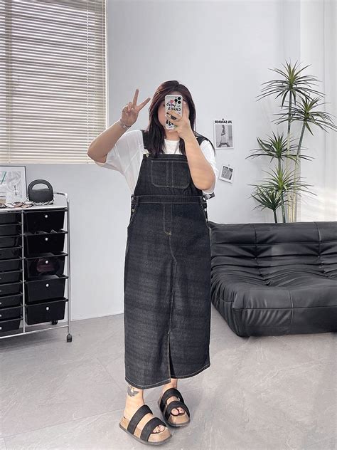 커브인 빅사이즈 여성 여름 멜빵 청롱치마 원피스3xl 5xl