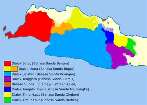 Map Of Sundanese Dialects Spoken In Banten And Western Java Rindonesia