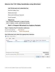 G L TCP Way Handshake Packet Analysis Docx Observe The TCP Way Handshake Using Wireshark