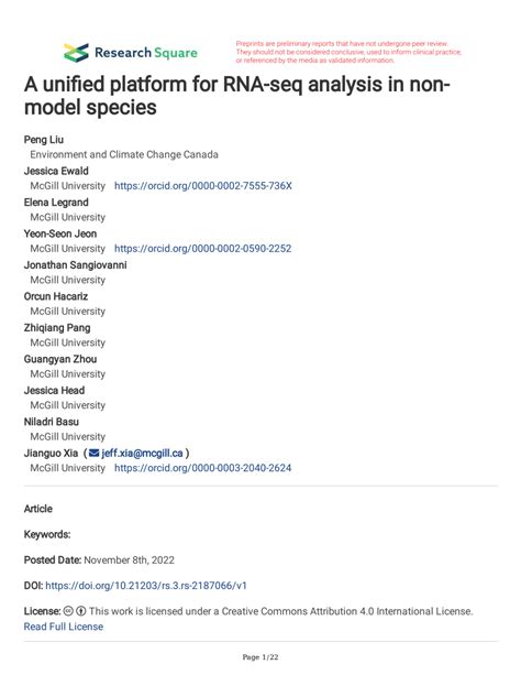 Pdf A Unified Platform For Rna Seq Analysis In Non Model Species