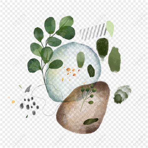 추상 수채화 일러스트 식물 꽃 녹색 잎요약꽃들 Png 일러스트 무료 다운로드 Lovepik