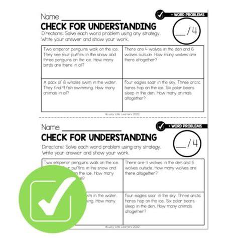 Lucky To Learn Math Addition Word Problems Lesson 210 Check For Understanding Lucky