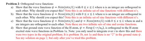 Orthogonal Wave Functions A Show That The Wave