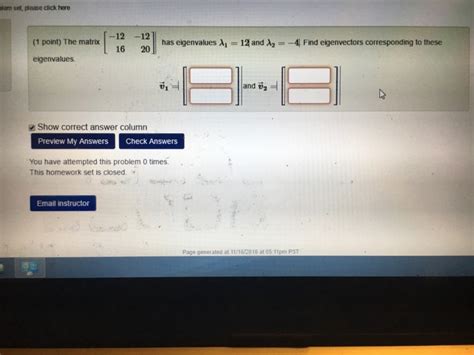Solved The Matrix 12 12 16 20 Has Eigenvalues Lambda1