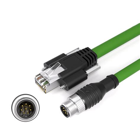 Rj45 Locking Screw To M12 8pin A Code Gigabit Ethernet Cable